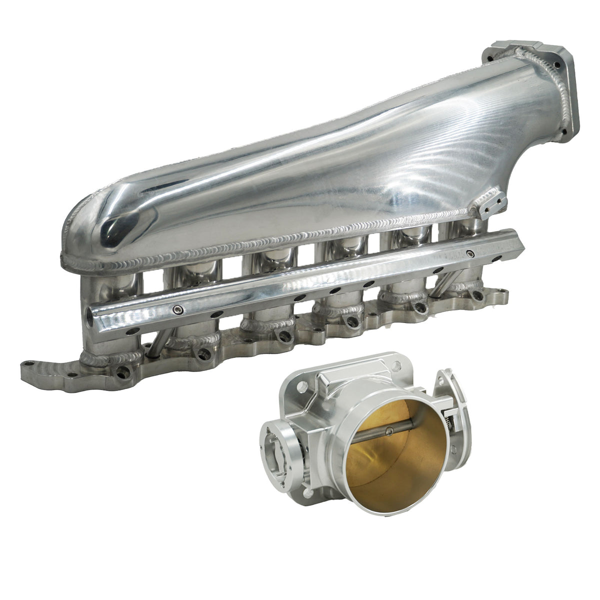 2JZ GE Billet Intake Manifold Fuel Rail Throttle Body 90mm TB Supra 2J ...