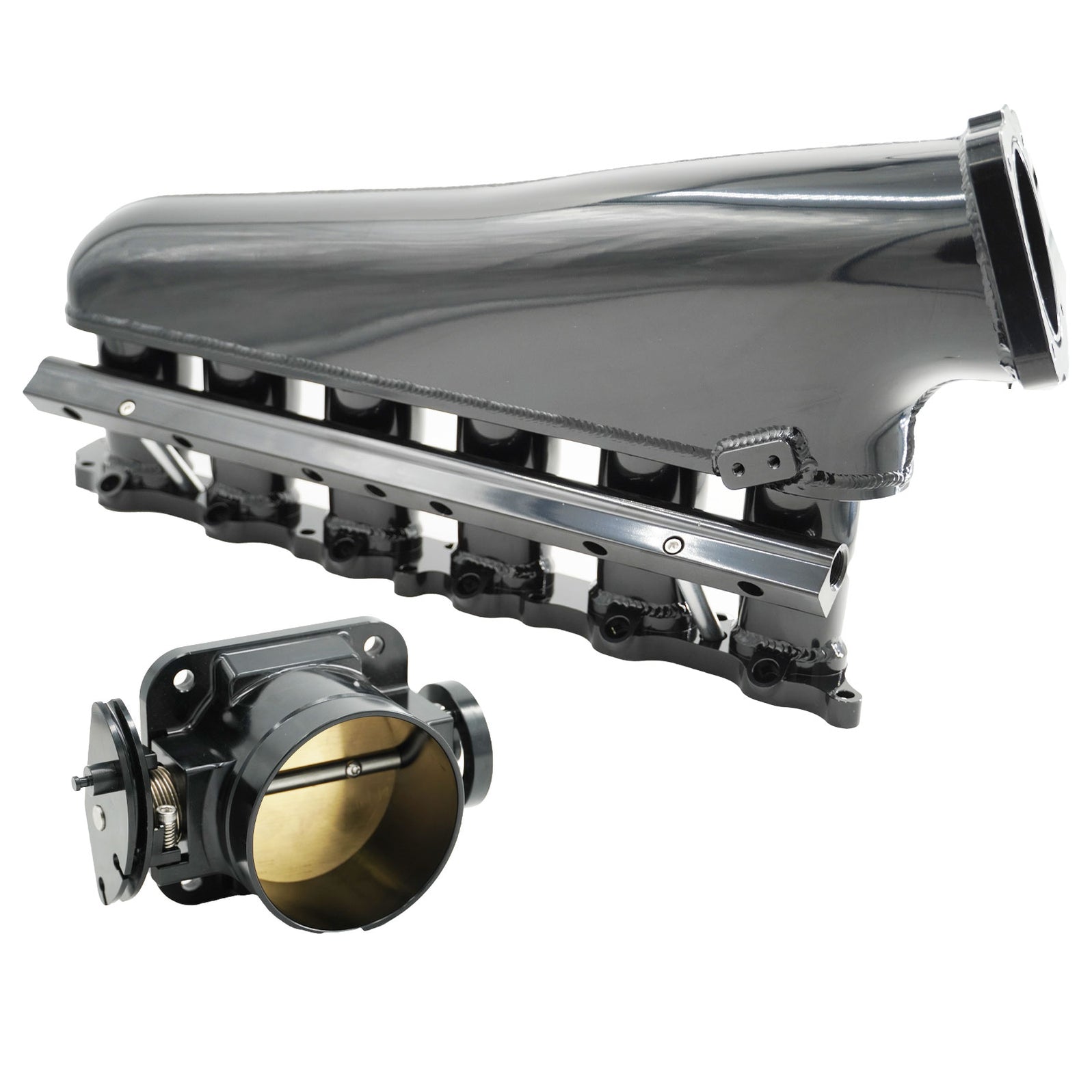 2JZ GE Billet Intake Manifold Fuel Rail Throttle Body 90mm TB Supra 2J ...