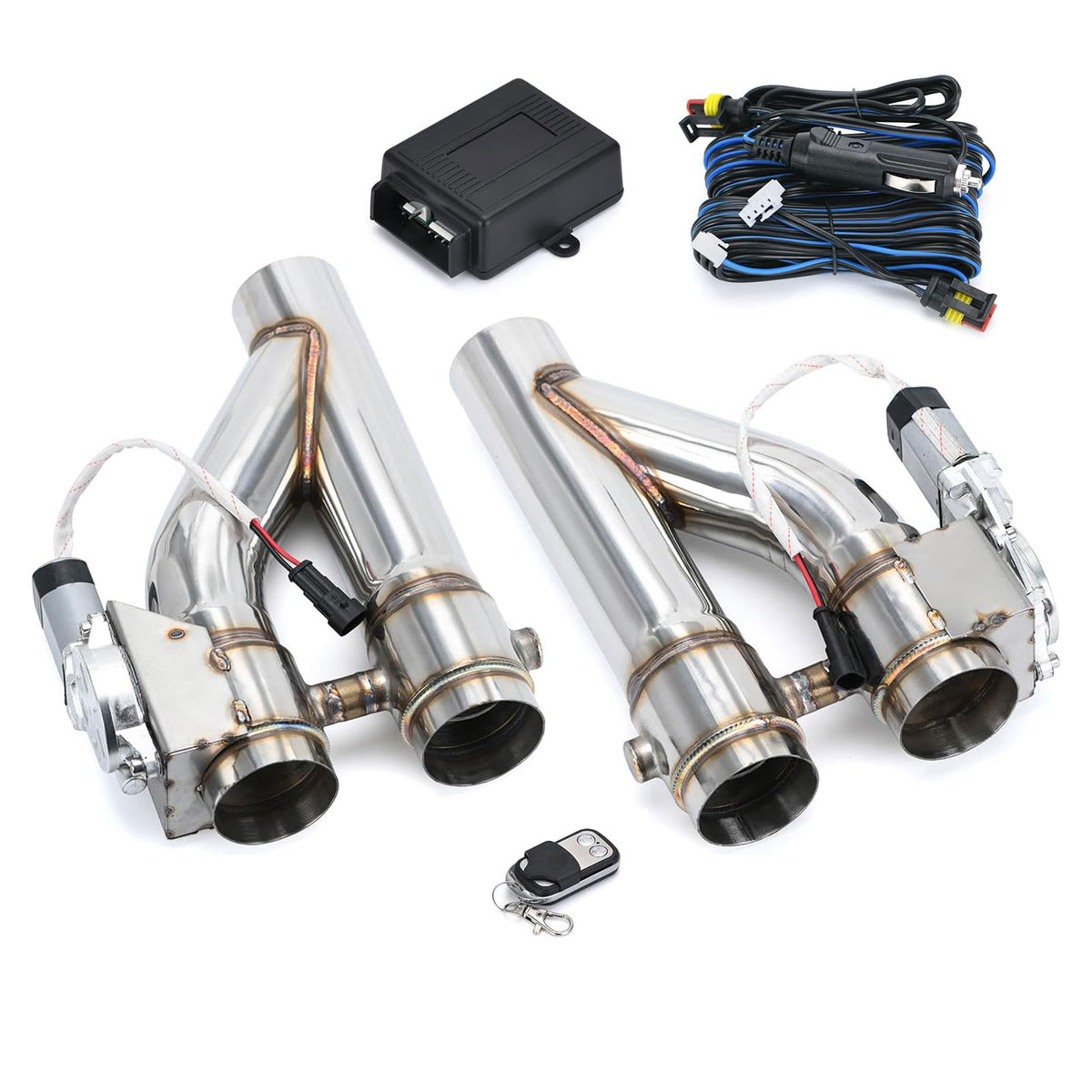 Universal 3 Inch Dual Stainless Steel Exhaust Valve Pipe Kit 2PC– Bull ...