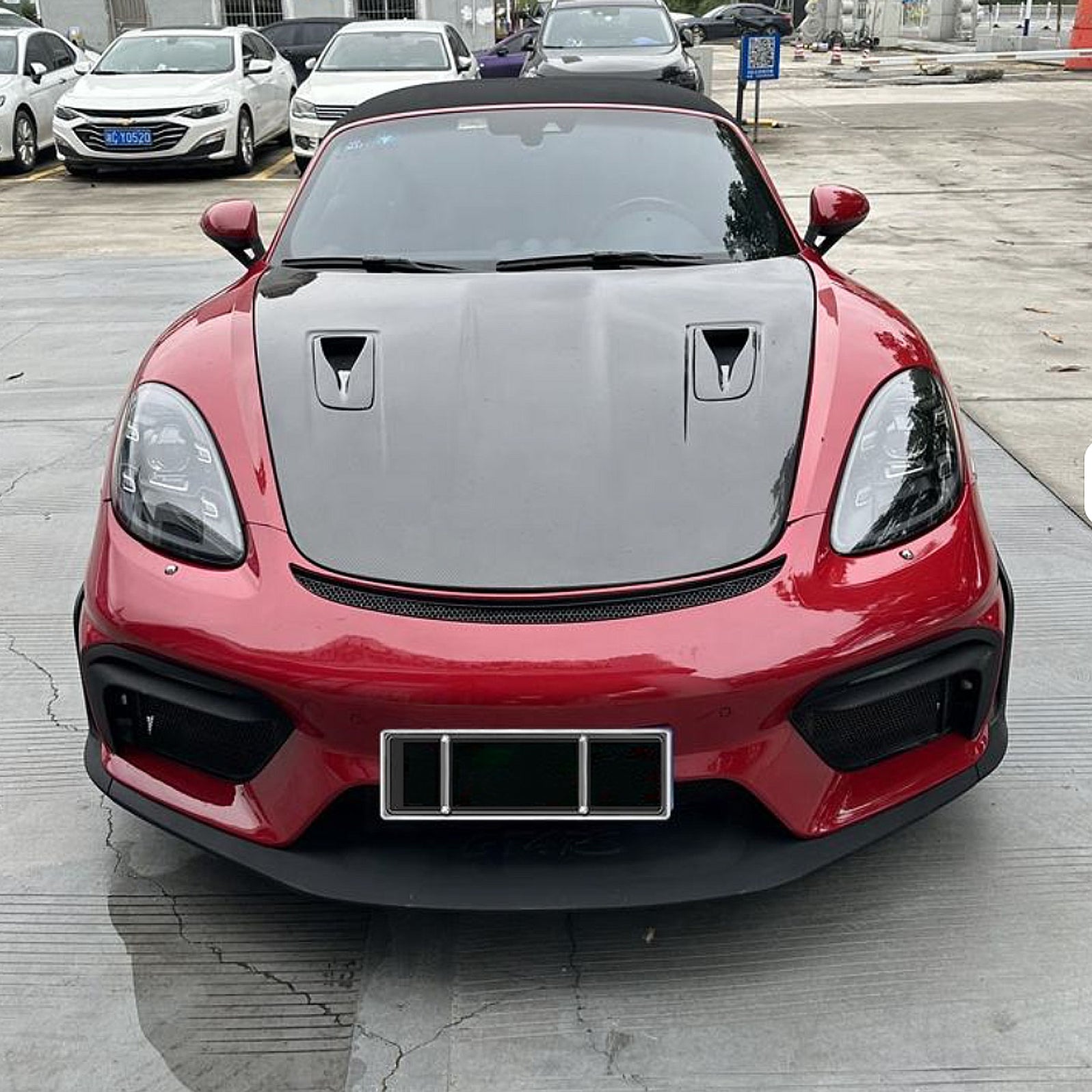 RS Style 981 982 Dry Carbon Fiber Engine Hood for Porsche Cayman 718 ...