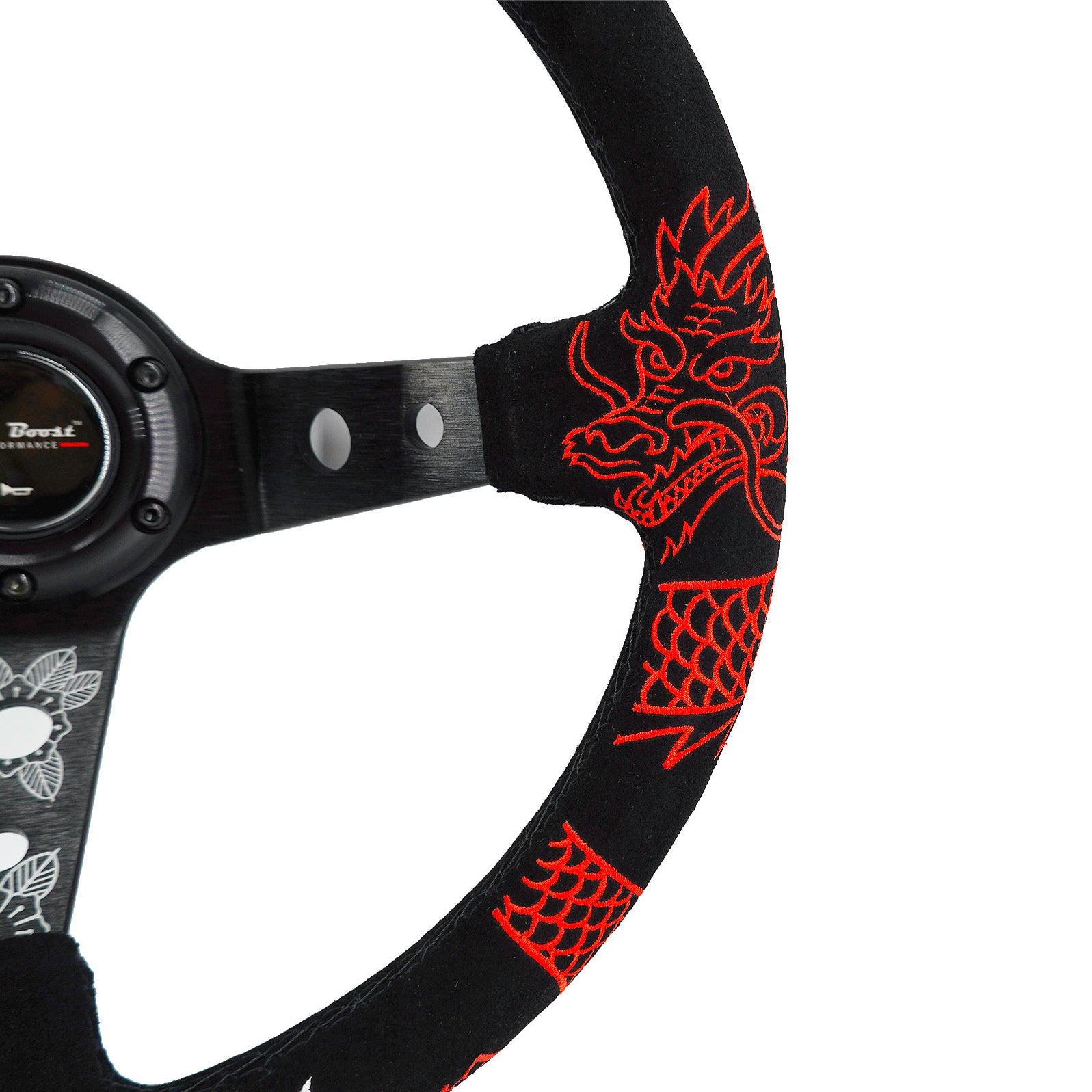 Track Ready Universal 350mm 3" Deep Dish 6-Bolt Steering Wheel Red Sue ...