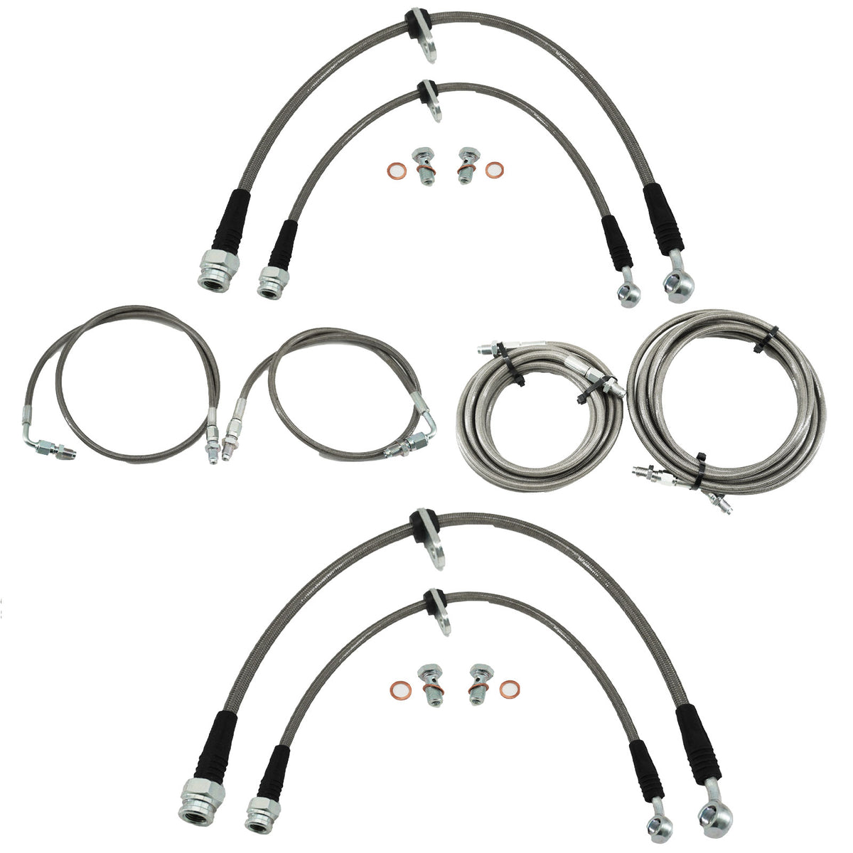 Front & Rear Brake Line Replacement Kit For 96-00 Honda Civic w/rear d ...