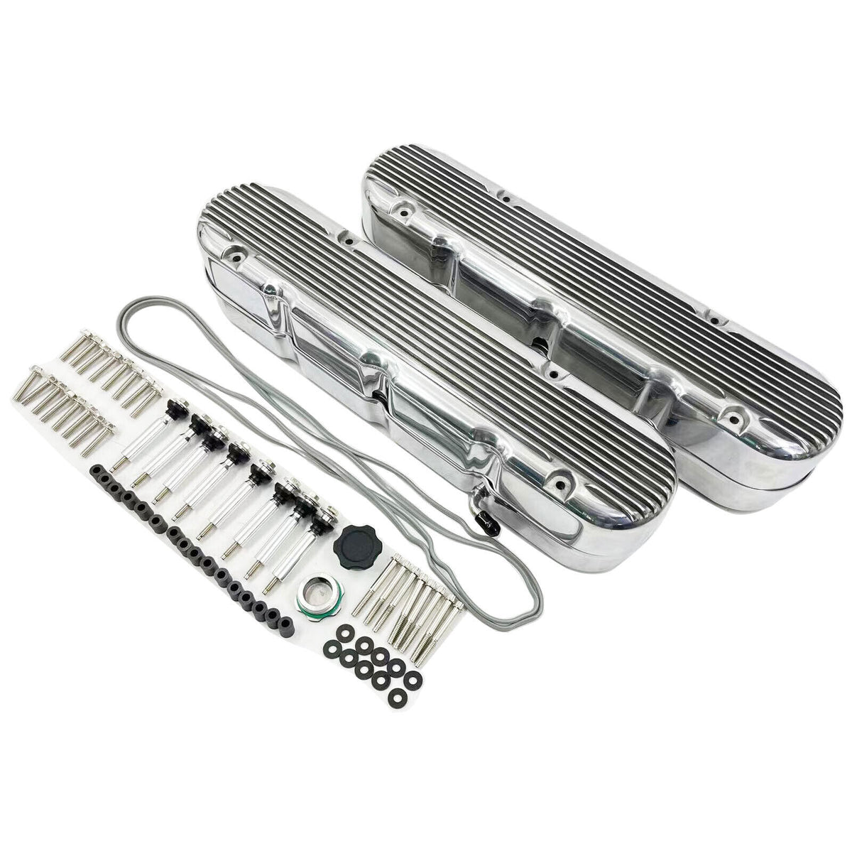 Aluminum finned Valve Covers w/ Coil Mounts & Cover for LS Engine Poli ...