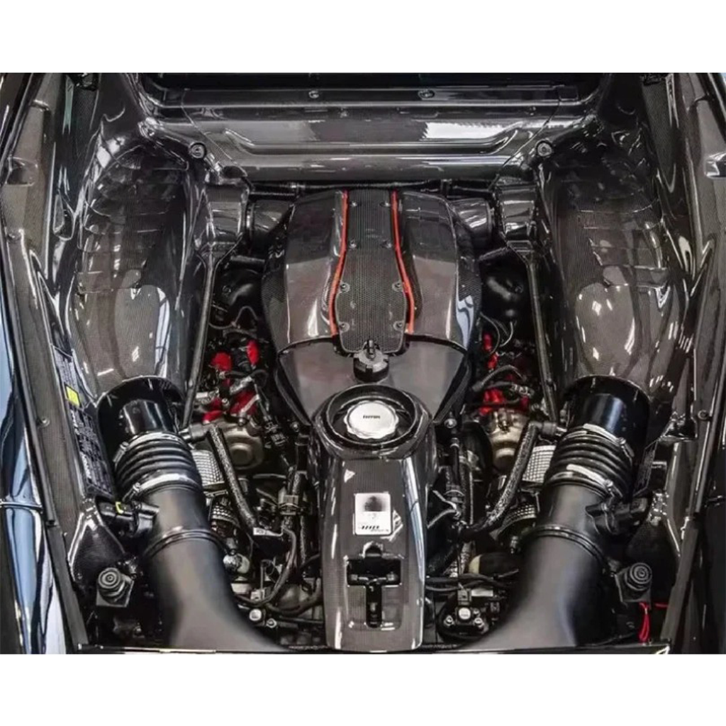 Dry Carbon Fiber Engine Bay Cover Set for Ferrari 488– Bull Boost ...