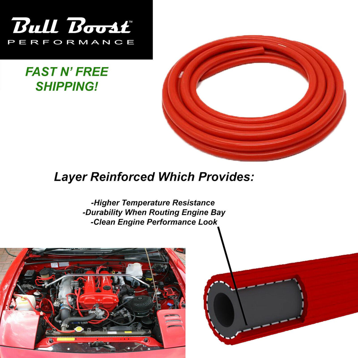 10mm 3/8" ID Vacuum Silicone Hose Racing Line Pipe Tube 3 Feet Per Ord ...