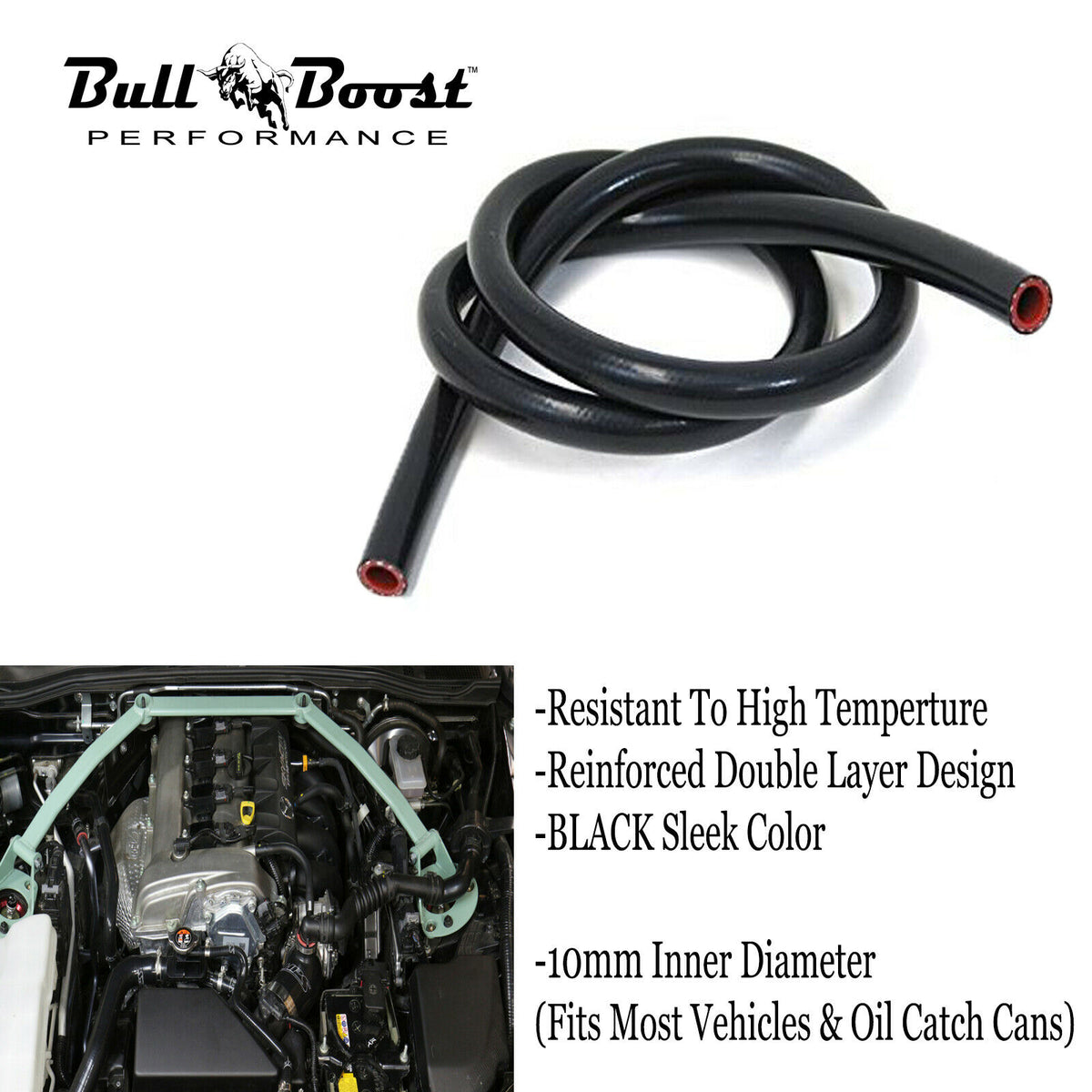 10mm 3/8" Black Vacuum Silicone Hose Racing Line Pipe Tube 4 Feet Per ...