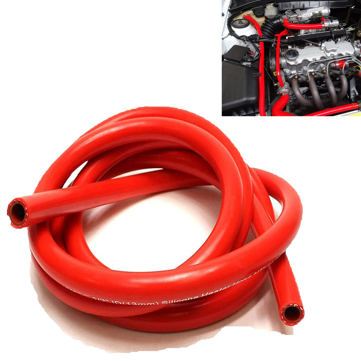 1FT Per Order 10mm 3-8" RED Vacuum Silicone Hose Racing Line Pipe Tube ...