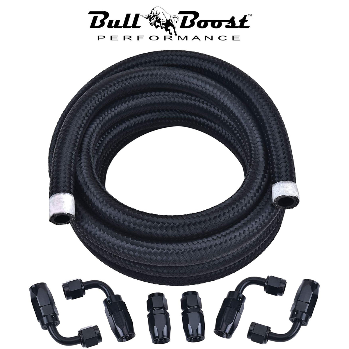 -6 AN Braided 3-8 Fuel Line Oil-Gas-Fuel Hose Line Aluminum Hose End F ...
