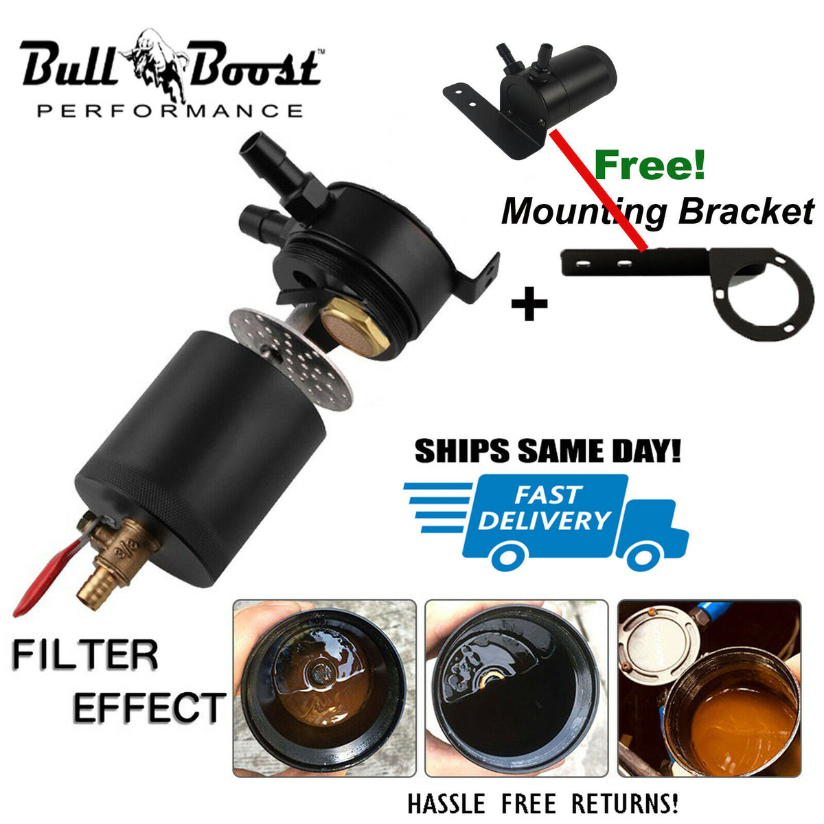 Billet Aluminum Baffled Oil Catch Can + Mount Bracket– Bull Boost ...