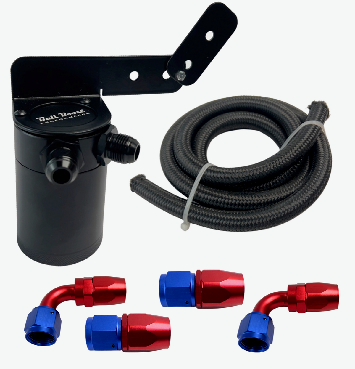 Universal Performance Oil Catch Can 2 Port -8AN + Mounting Bracket Kit ...