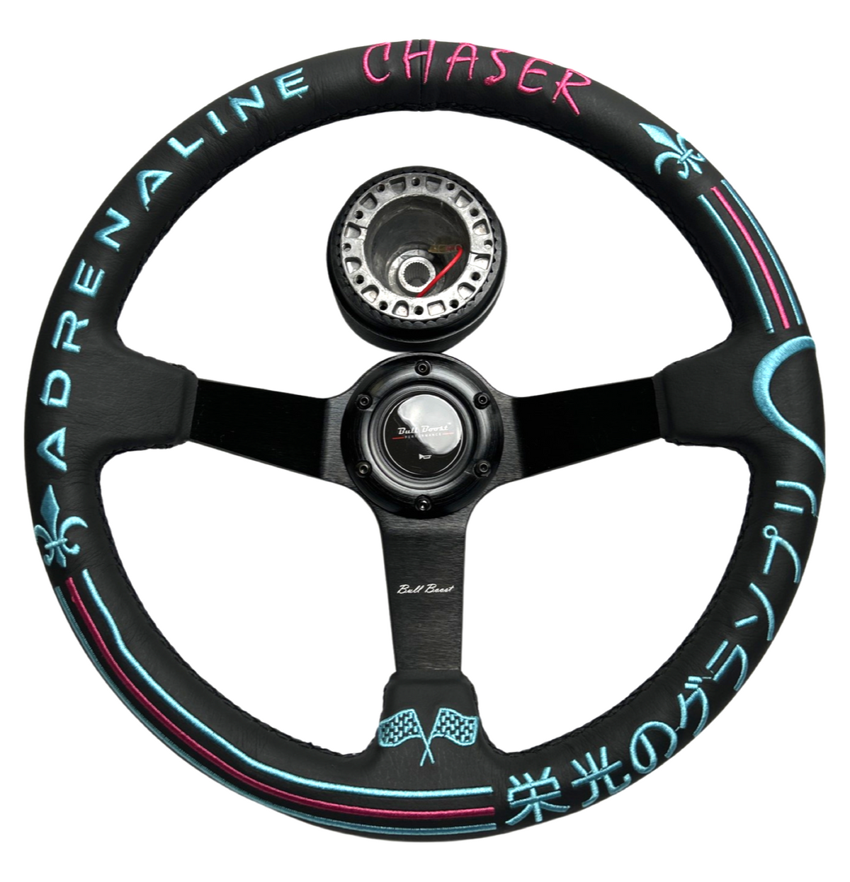 Leather 6-Bolt Deep Dish Racing Steering Wheel + Hub Adapter Boss Kit ...