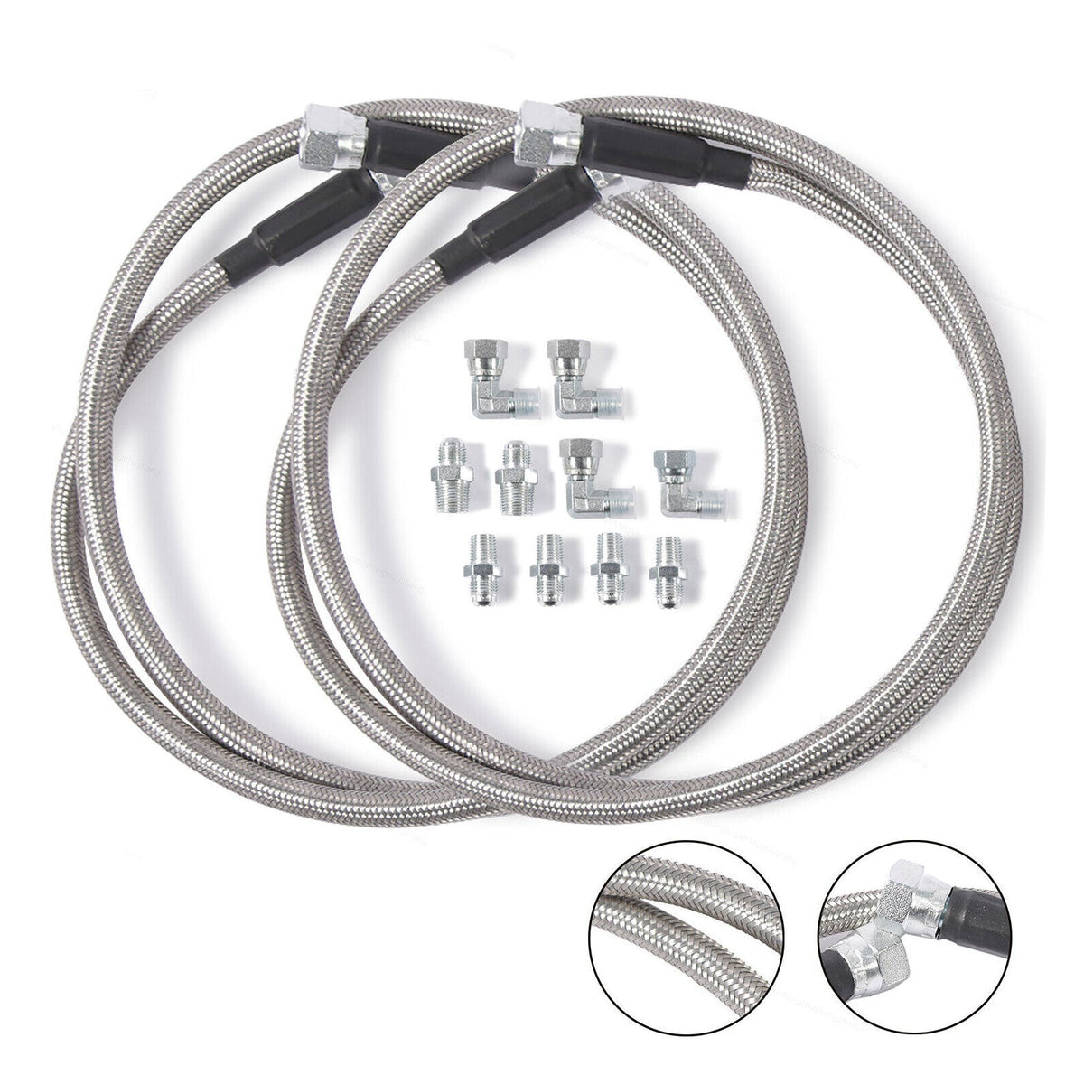 SS Braided Transmission Cooler Hose Lines Fittings TH350 700R4 TH400 5 ...