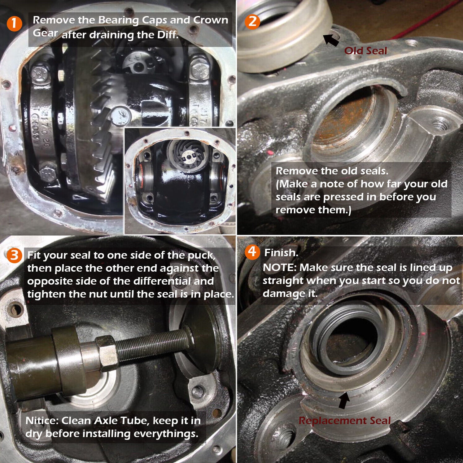 Front Inner Axle Side Seal Installation Tool & MG21103 Front Axle Tube ...